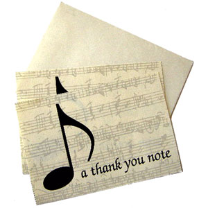 Music Note Thank You Cards / Notelets With Envelopes (Pack of 10 ...